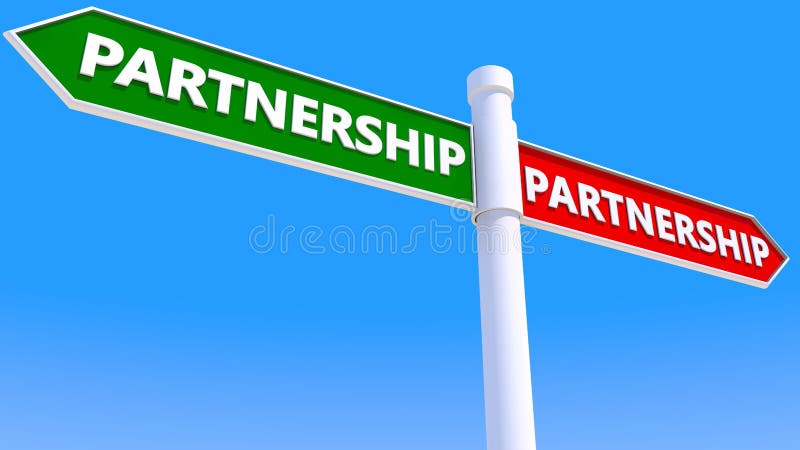 Signpost with Partnership Concept Stock Illustration - Illustration of ...