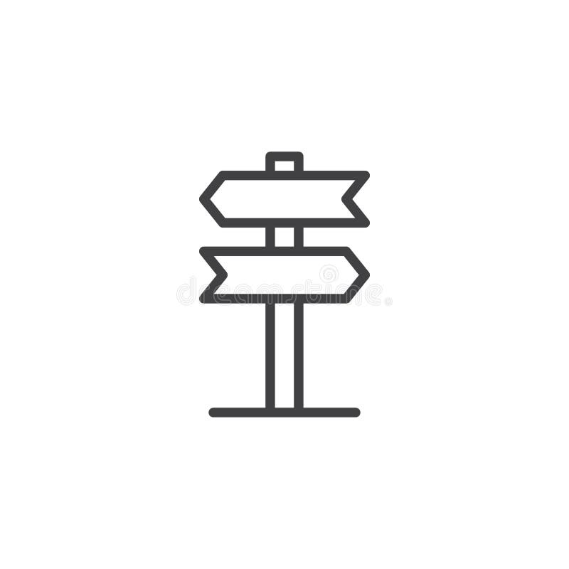 Signpost, Pointer Panels Outline Icon Stock Vector - Illustration of ...