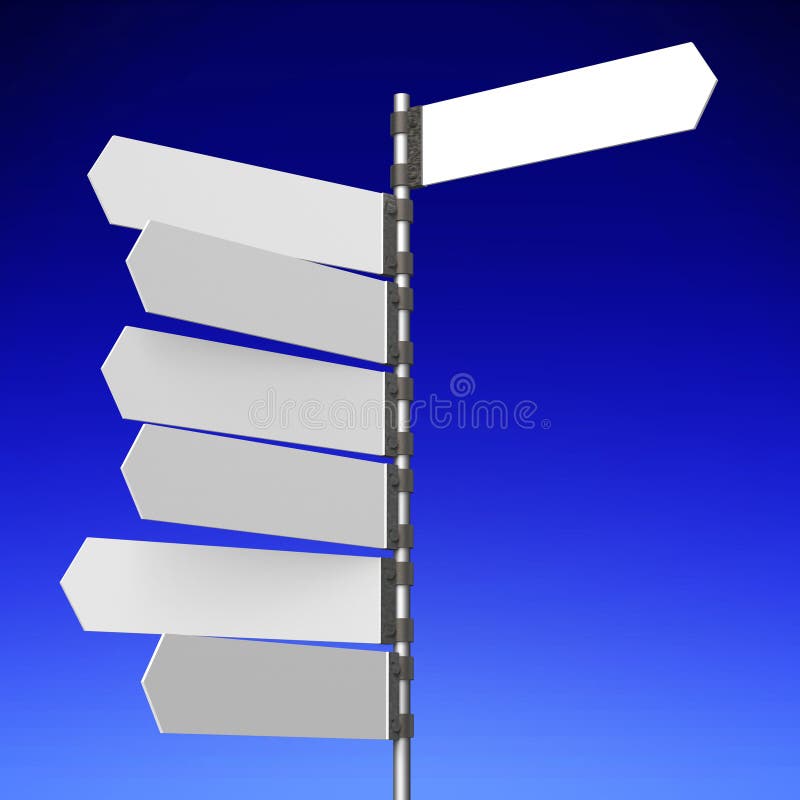 Signpost with Many White Arrows, Abstract Blue Background Stock ...