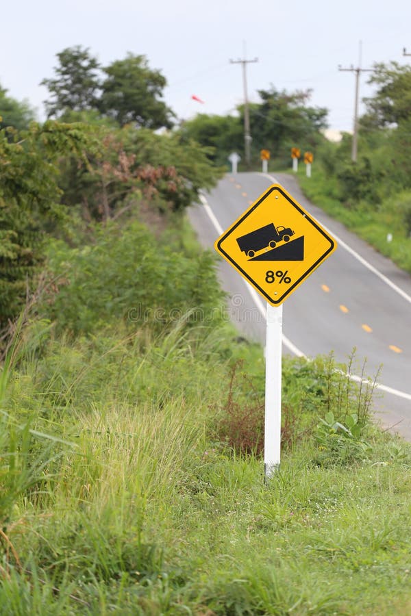 Signposted slope. stock photo. Image of signage, roadway - 43371944