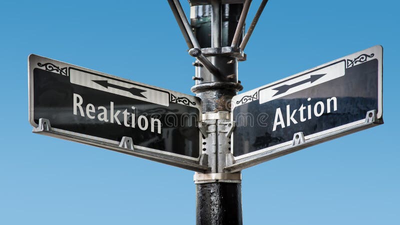 Signposts the Direct Way To Action Versus Reaction Stock Photo - Image ...