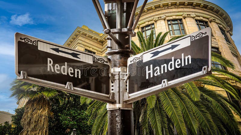 Signposts the Direct Way To Action Versus Speech Stock Photo - Image of ...