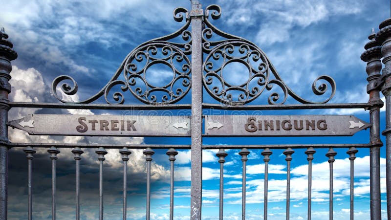 Signposts the Direct Way To Agreement Versus Strike Stock Image - Image ...