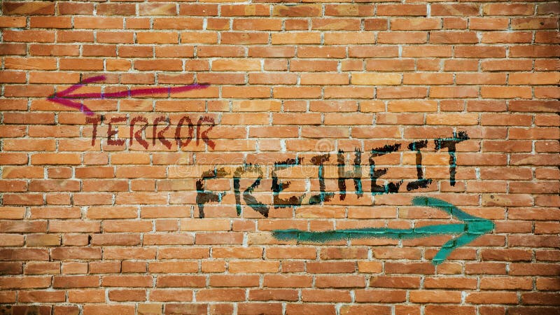 Signposts the Direct Way To Freedom Versus Terror Stock Illustration ...