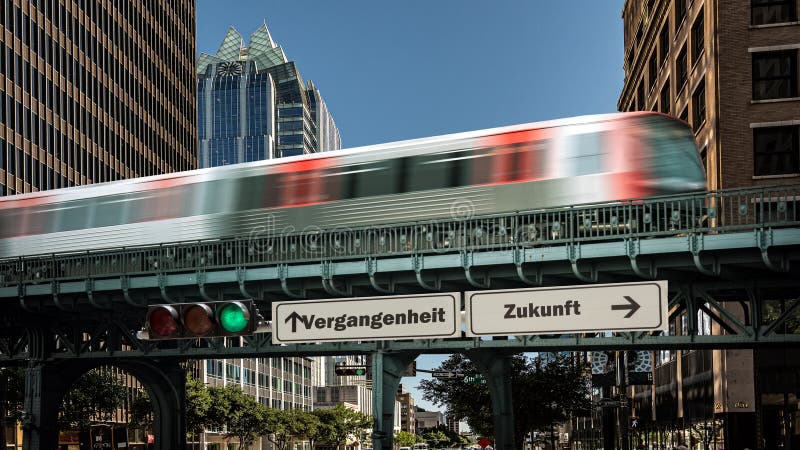 Signposts the Direct Way To Future Versus Past Stock Image - Image of ...