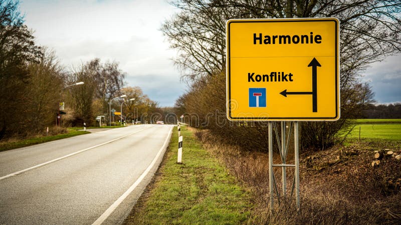 Signposts the Direct Way To Harmony Versus Conflict Stock Photo - Image ...