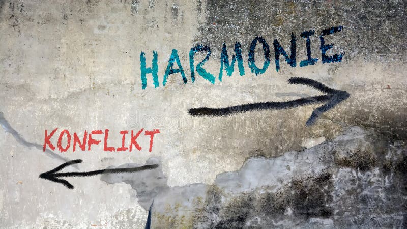 Signposts the Direct Way To Harmony Versus Conflict Stock Illustration ...