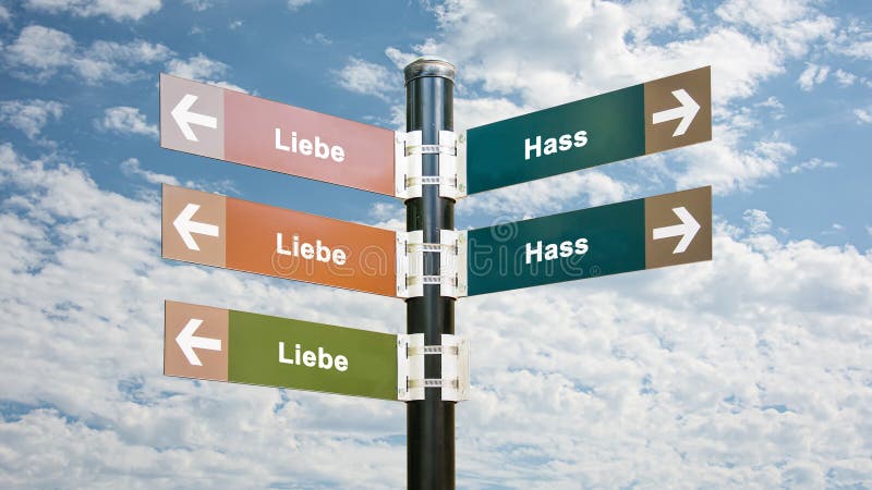 Signposts the Direct Way To Love Versus To Hate Stock Illustration ...