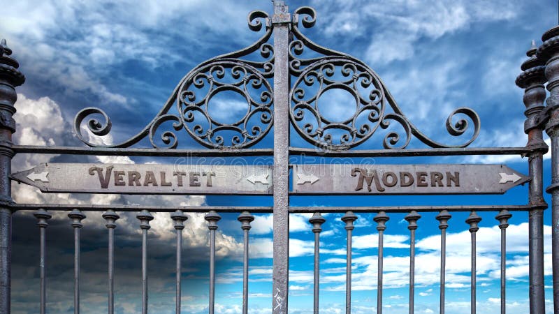 Signposts the Direct Way To Modern Versus Outdated Stock Photo - Image ...