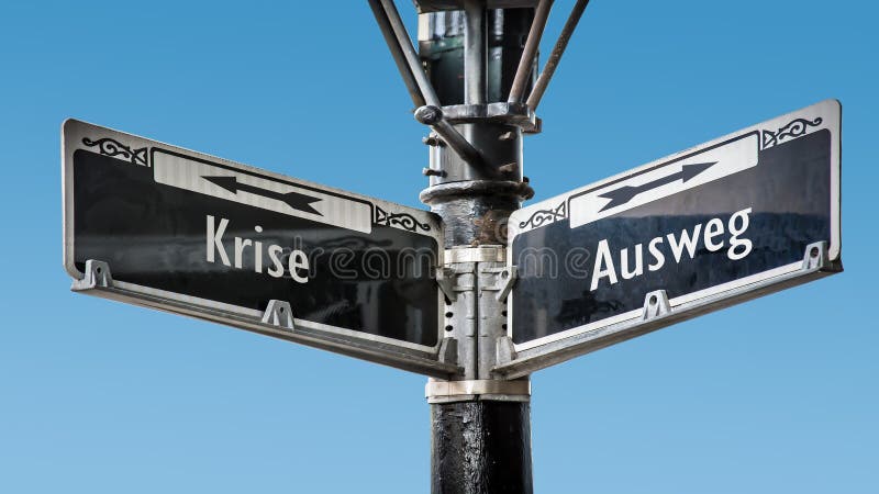 Signposts the Direct Way To Way Out Versus Crisis Stock Illustration ...