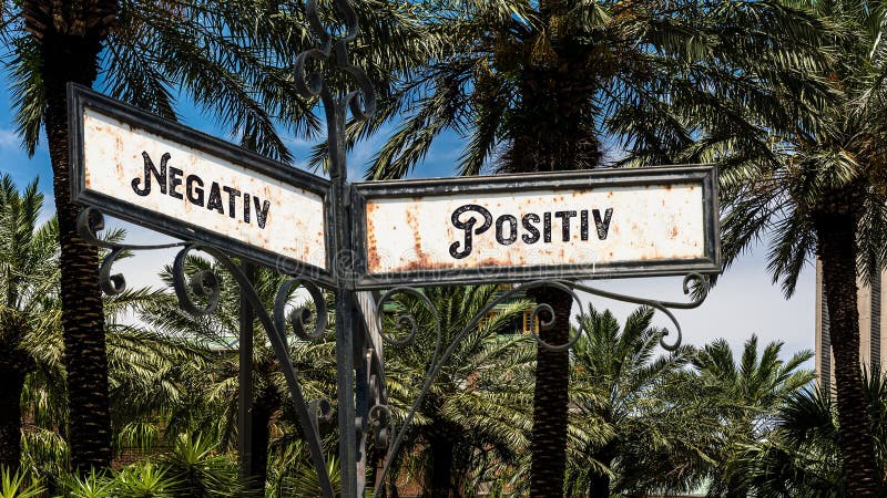 Signposts the Direct Way To Positive Versus Negative Stock Image ...