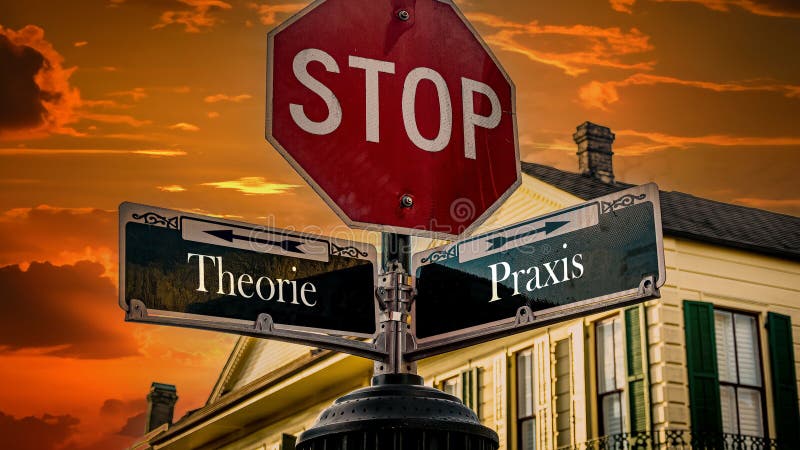 Signposts the Direct Way To Practice Versus Theory Stock Photo - Image ...