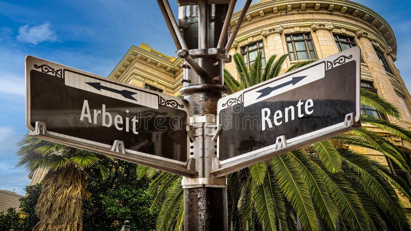 Signposts the Direct Way To Retirement Versus Work Stock Illustration ...