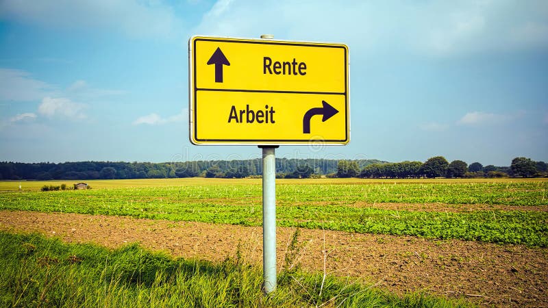 Signposts the Direct Way To Retirement Versus Work Stock Photo - Image ...