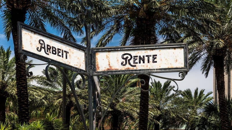 Signposts the Direct Way To Retirement Versus Work Stock Illustration ...