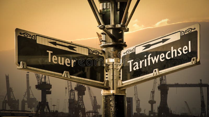 Signposts the Direct Way To Tariff Change Versus Expensive Stock Image ...
