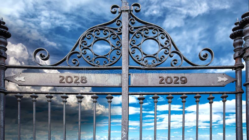 Signposts the Direct Way To 2028 Versus 2029 Stock Photo - Image of ...