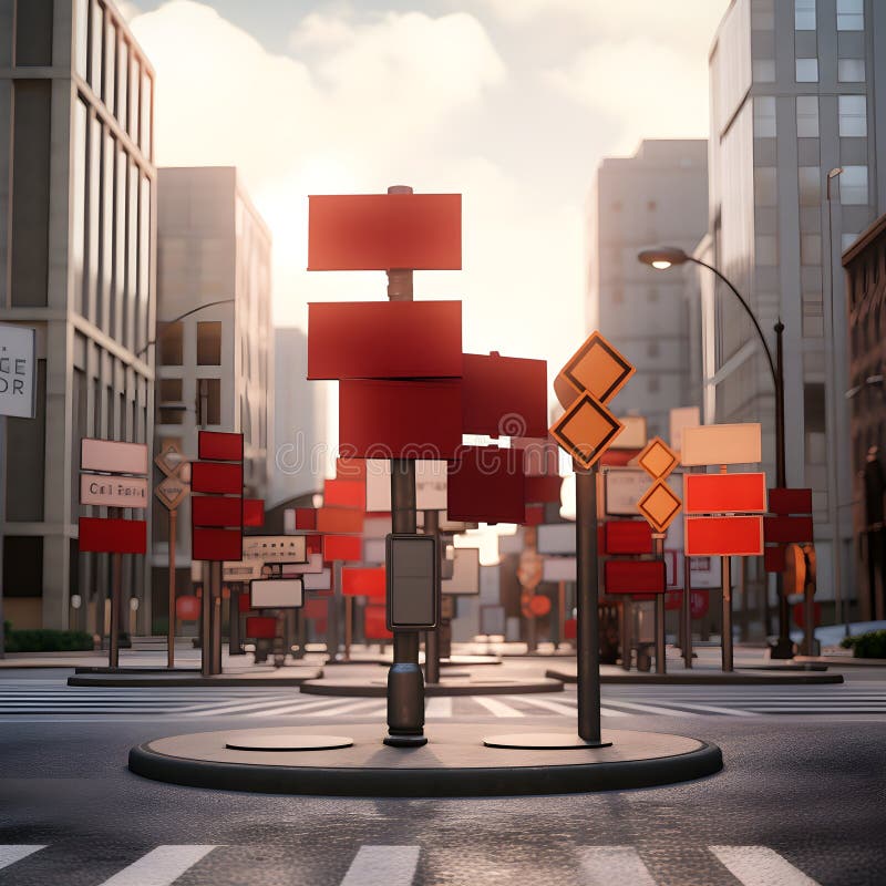 Signposts Ensuring Pedestrian Safety Stock Illustration - Illustration ...