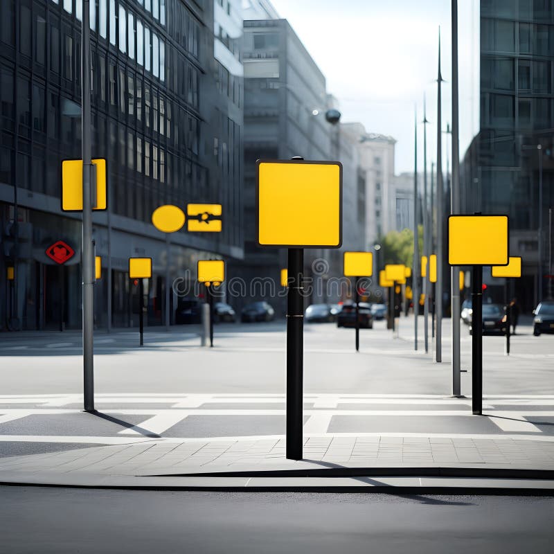 Signposts Guiding Pedestrians at Intersections Stock Image - Image of ...