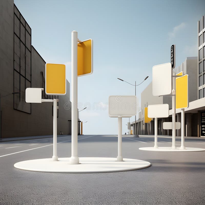 Signposts Indicating Directions at Street Corners Stock Illustration ...