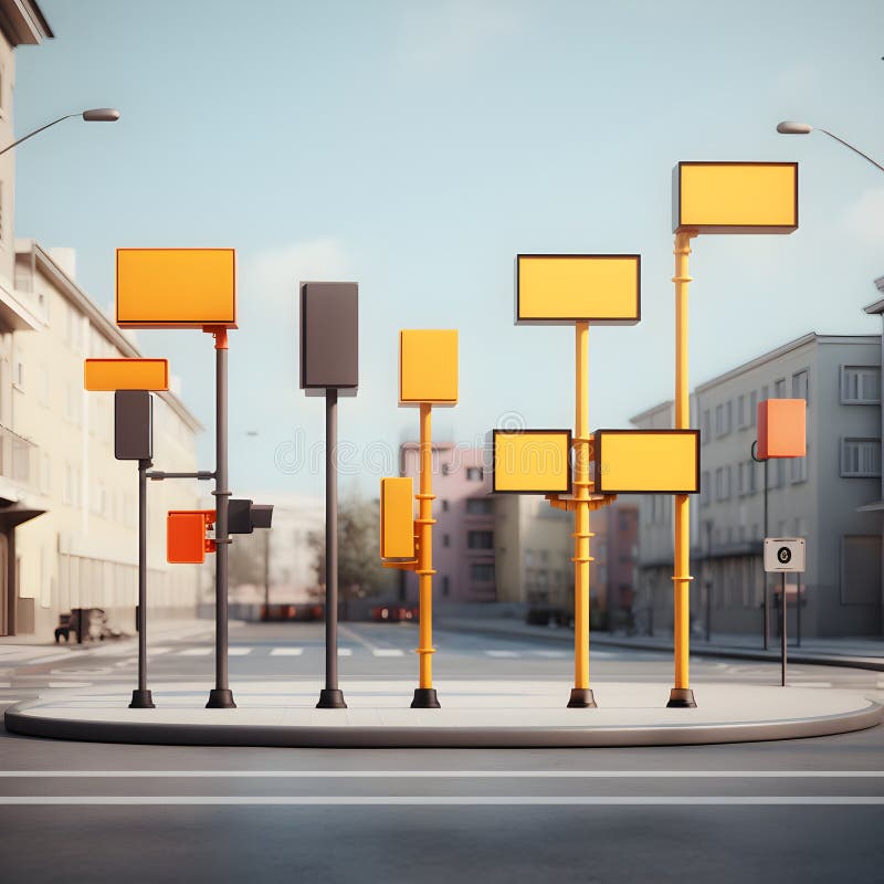 Signposts Providing Directions on Roadways Stock Illustration ...