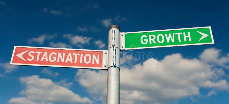 Signposts `Stagnation` or `Growth` Stock Image - Image of guideposts ...
