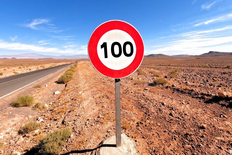 Speed Limit 100 Road Sign stock photo. Image of speed - 337915368