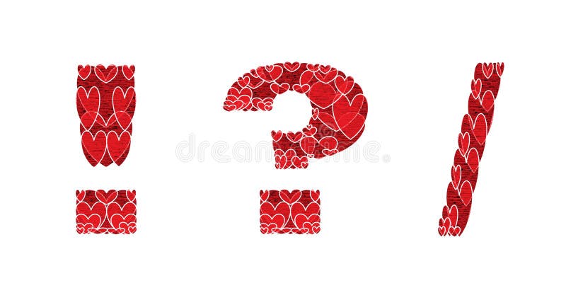 Signs of Admiration, Interrogation and Slash, Made of Hearts Stock ...