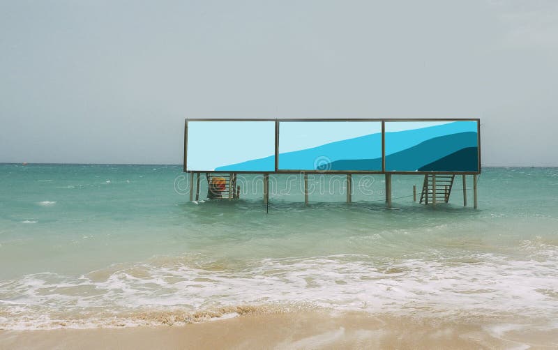 Signs for Advertising on the Beach Stock Image - Image of promotion ...