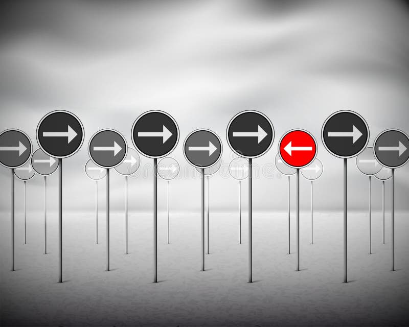 Signs with Arrows Pointing One Direction - One Pointing Opposite Stock ...