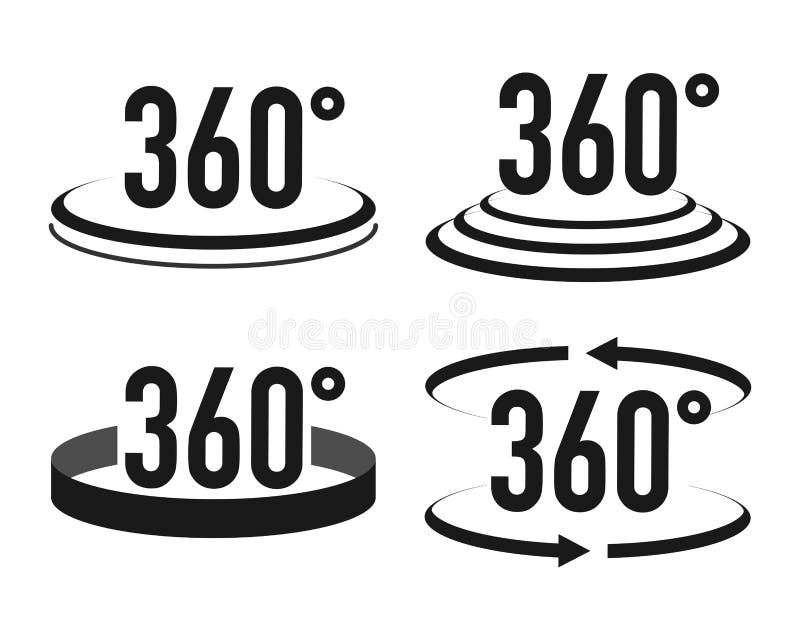Signs with Arrows To Indicate the Rotation or Panoramas To 360 Degrees ...