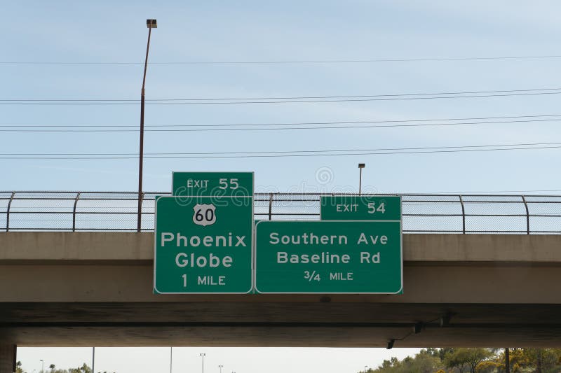 Signs on AZ 101 Loop for Exits 54 and 55 Stock Image - Image of loop ...