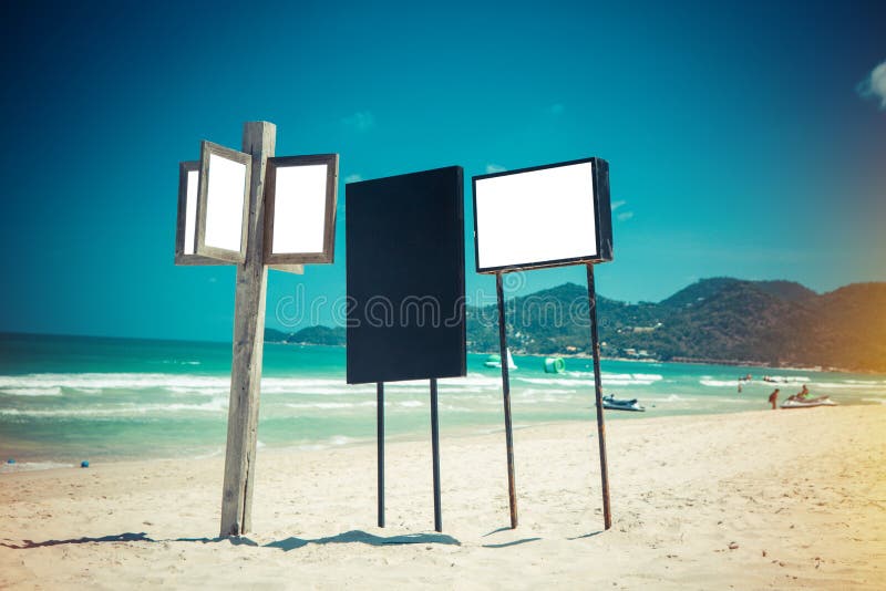 Signs boards on beach stock image. Image of holiday, ocean - 98178709