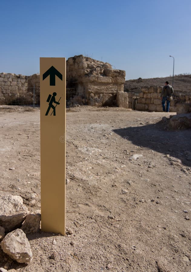 The Signs in the Direction of the Old Ruins. Black, White, Color Stock ...