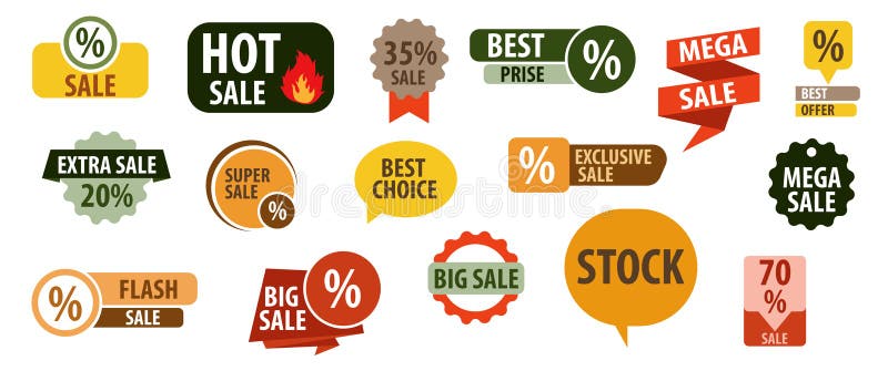 Signs of Discounts and Various Sales. Vector Graphics Stock Vector ...