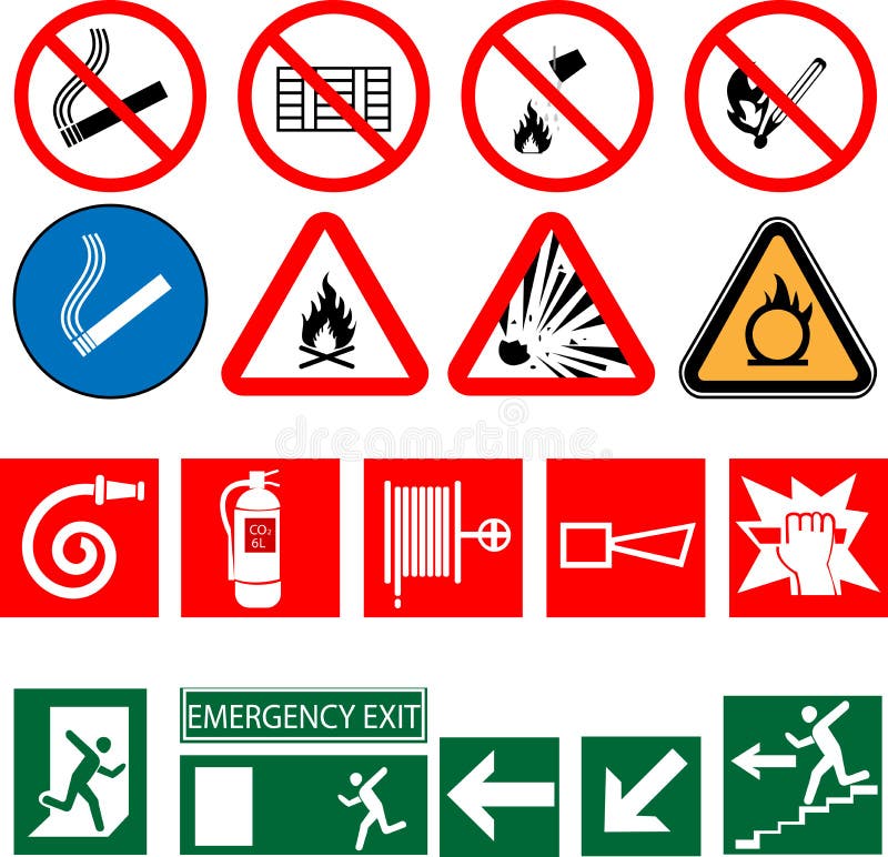 Fire Safety Warning and Information Signs and Banners Stock Vector ...
