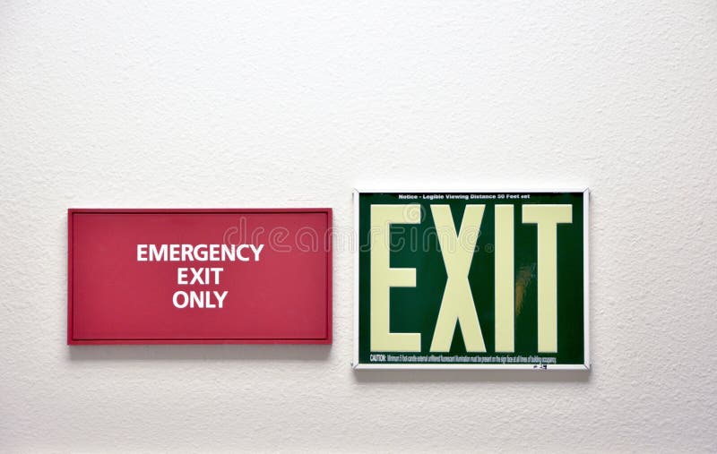 Signs Giving Warning and Exit Information Stock Image - Image of exit ...