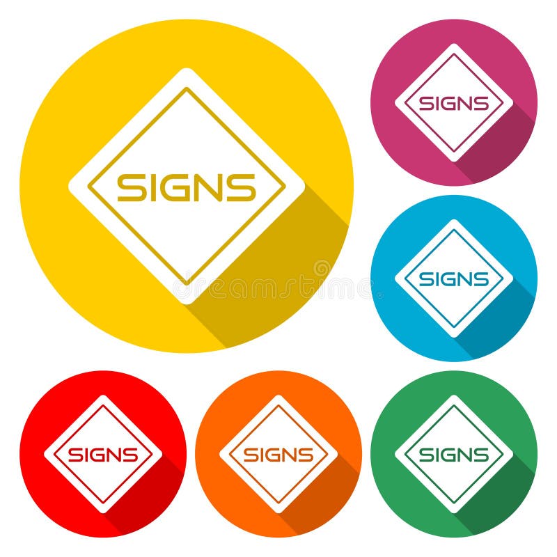 Signs Icon Isolated with Long Shadow Stock Vector - Illustration of ...