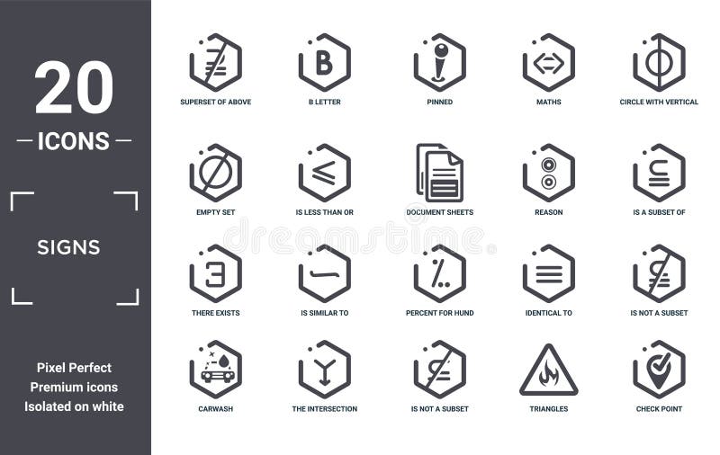 Signs Icon Set. Include Creative Elements As Superset of Above Not ...
