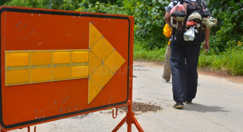 Signs Indicating Arrows Suggest Walking Routes Stock Photo - Image of ...