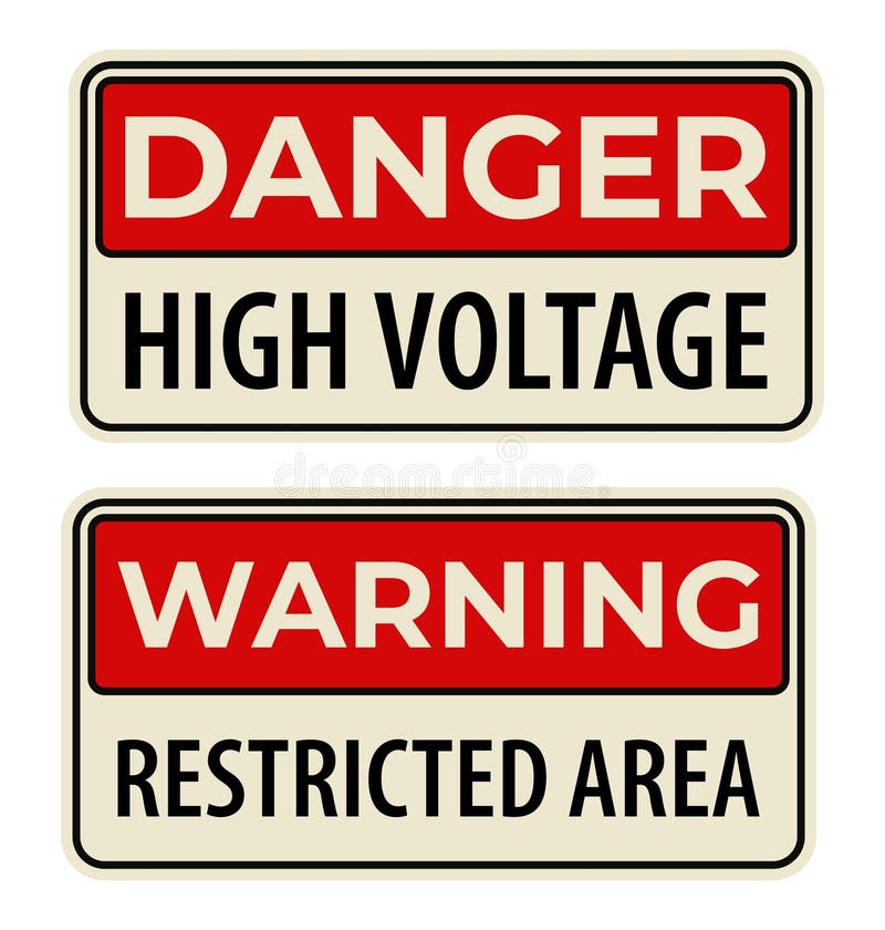Signs Indicating High Voltage Danger and Restricted Area Stock ...