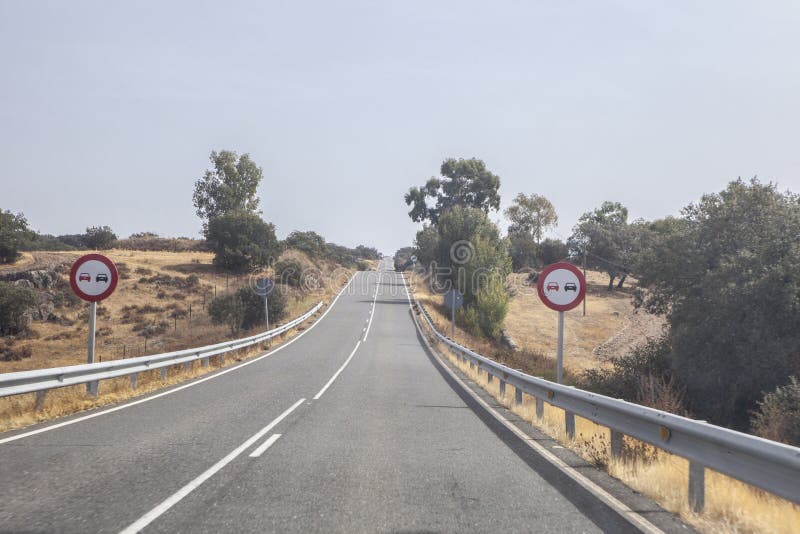 Signs Indicating the Prohibition of Overtaking Stock Photo - Image of ...
