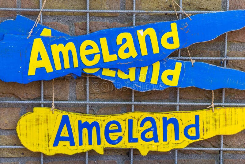 Signs with the Name of the Island Ameland Stock Photo - Image of wadden ...