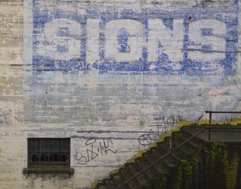 Graffiti and Broken Window Shutters Stock Image - Image of damage, home ...