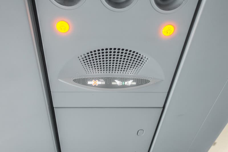 Signs Panel Above the Seat on Plane . Stock Image - Image of signs ...