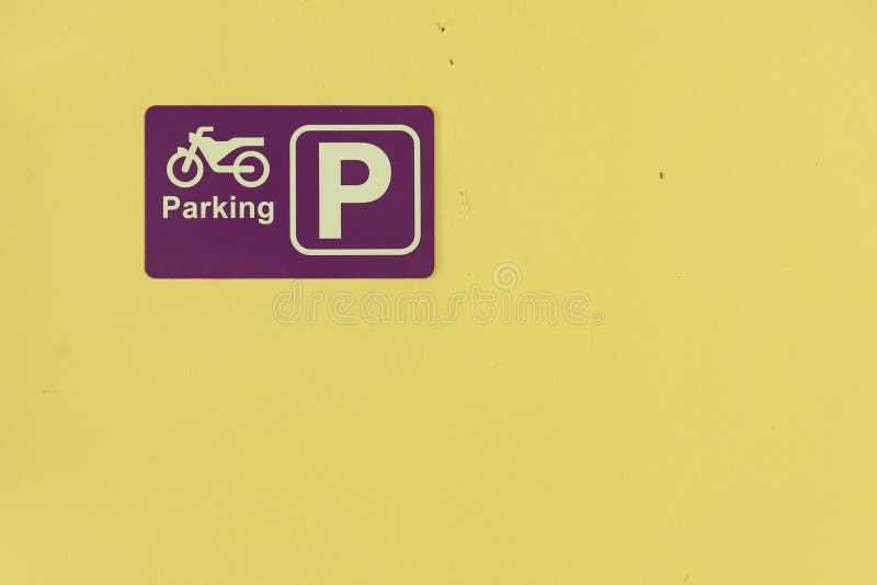 Signs Parked for Motorcycle on the Building Wall. Stock Image - Image ...