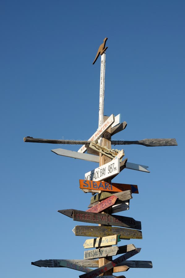 Signs Pointing Directions, Key West Florida Stock Photo - Image of ...