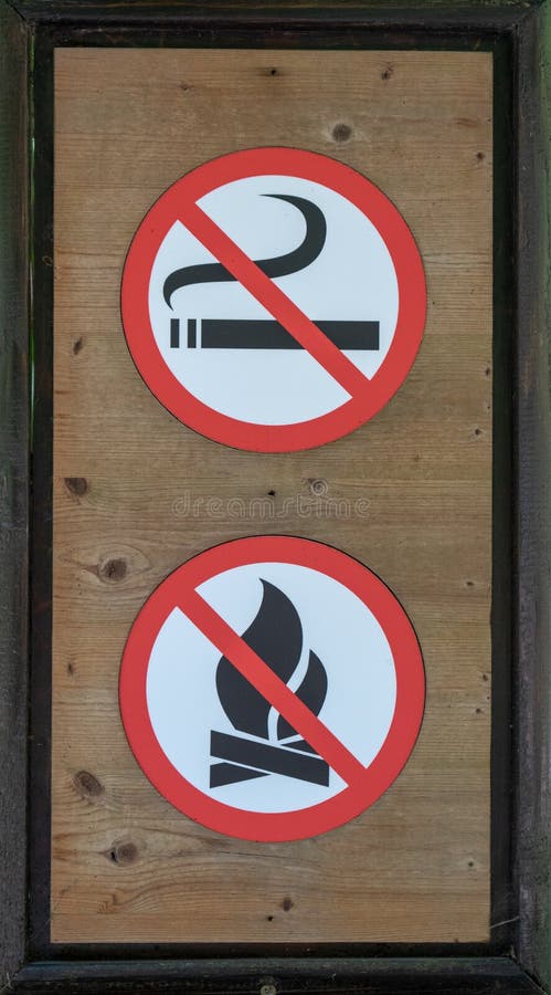 Signs of Prohibited Smoking and Fire, Risk of Fire. Stock Image - Image ...