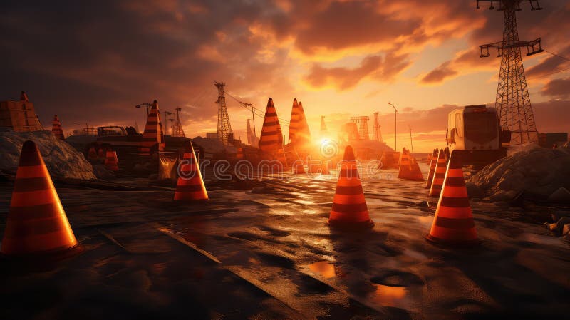 Signs Road Construction Site Stock Illustration - Illustration of ...