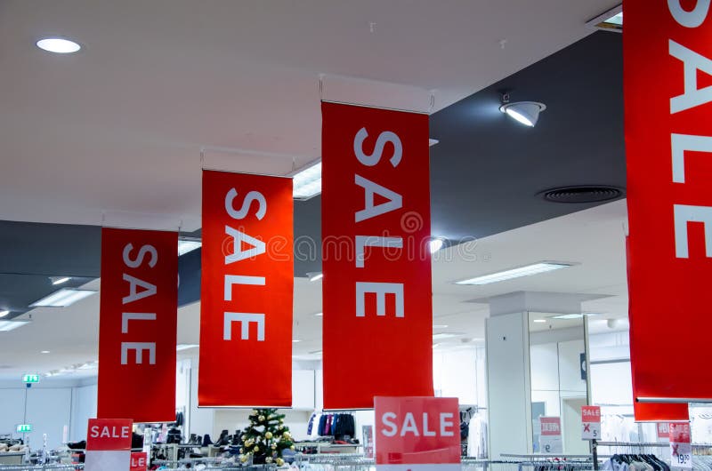 Signs of sale in the store stock image. Image of mall - 142273921